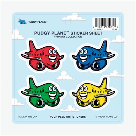 Primary Pudgy Plane® Sticker Set Pudgy Plane