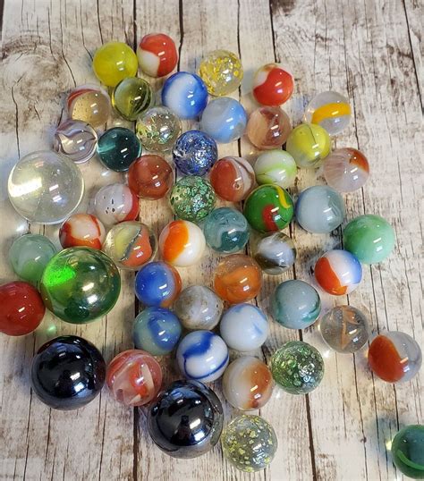 Lot Of 50 Vintage Mix Marbles Glass Marbles Decorative Marbles Toys