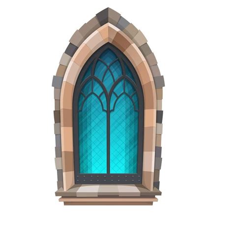 Caricatura Ventana De Medieval Castillo O Catedral Ilustração
