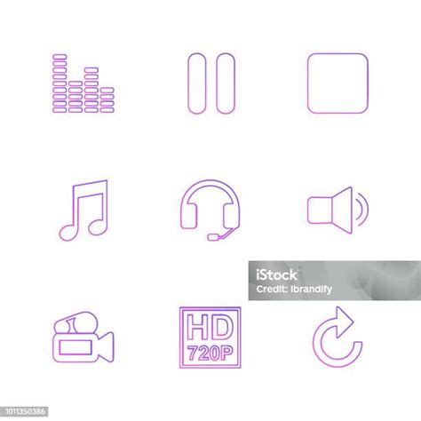 멀티미디어 재생 일시 중지 볼륨 사운드 마이크 Eps 아이콘 설정된 벡터 0명에 대한 스톡 벡터 아트 및 기타 이미지 0명 디자인 마이크 Istock