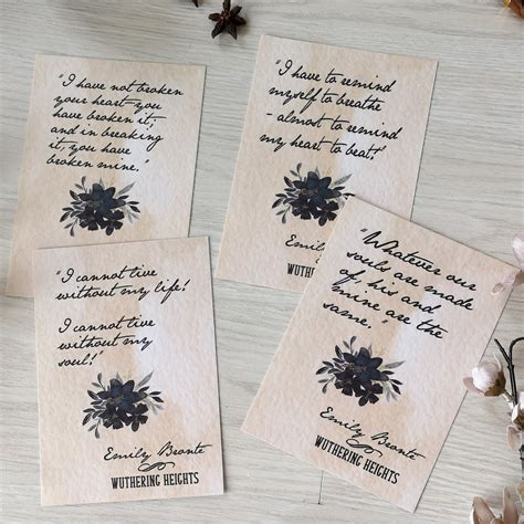 Wuthering Heights Love Quote Notes Set Of 4 Vintage Styled A6 Etsy Uk