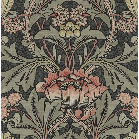 Reviews For Seabrook Designs Charcoal And Rosewood Acanthus Floral