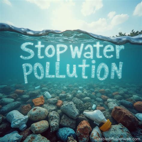 Polluted Water With Waste And Pollution Slogan Stable Diffusion Online