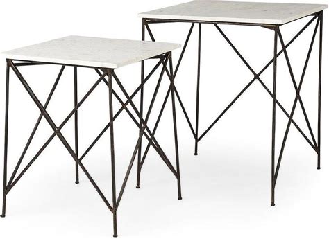 Lorlei White Marble Top With Antique Gold Iron Legs End And Side Table