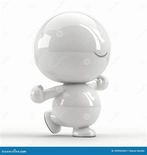 Minimalistic 3d Illustration Of A Happy White Character On A White
