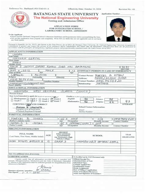 Bsu Application Form Mathan Gercyl Judal Pdf