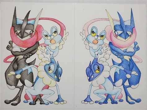 牧野りせ（イラスト垢）db51 On Twitter できた〜〜〜〜！ゲッコウガは色違いもかっこいい！ ポケモン ポケモンファンアート