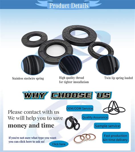 Shaft Oil Seal Double Lips Nbrfkm Rubber Seal With Spring With