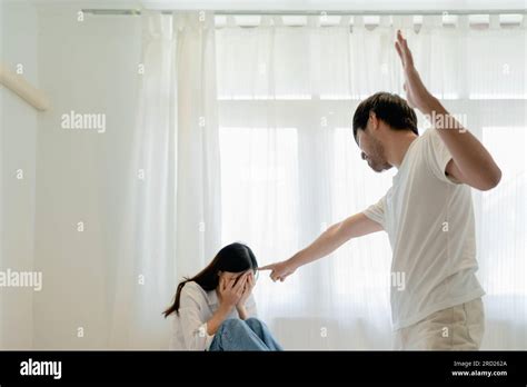 Domestic Violence Asian Husband Threatening Wife Scared Mother
