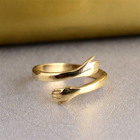 Gold Love Hugging Hand Stackable Ring Love Hug Ring Couple Ring
