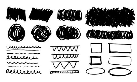 Various Hand Drawn Arrows And Shapes Black Sketchy Lines Curves Doodle