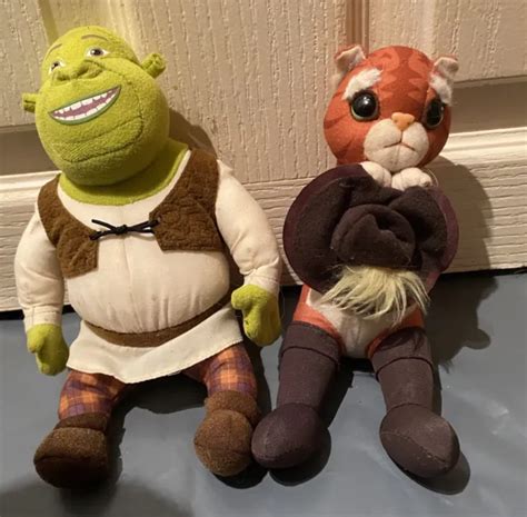 Shrek Forever After Soft Toys Dreamworks Shrek And Puss In Boots 22cm