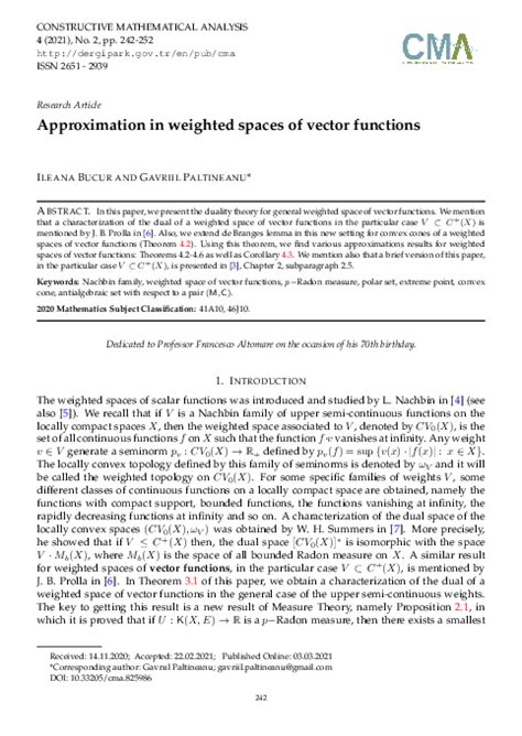 Pdf Aproximation In Weighted Spaces Of Vector Functions