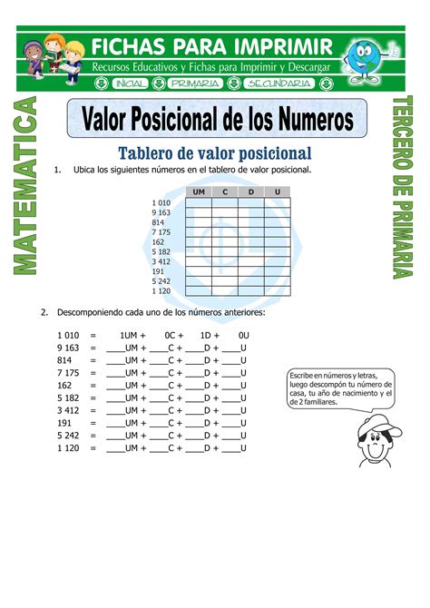 Ficha Valor Posicional Para Tercero De Primaria Pdf Tablero De Valor