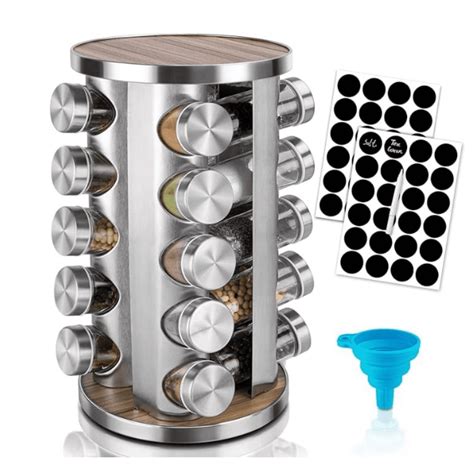 Rotating Spice Rack Organizer With Jars20pcs Seasoning Organizer For