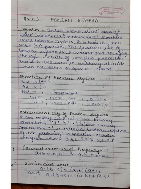 boolean algebra notes pdf