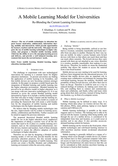 Pdf A Mobile Learning Model For Universities Re Blending The Current