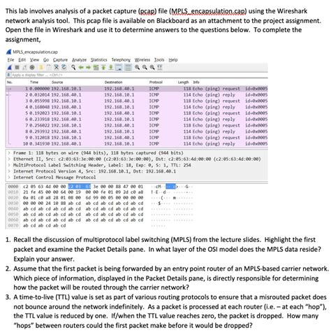 Solved This Lab Involves Analysis Of A Packet Capture Pcap Chegg