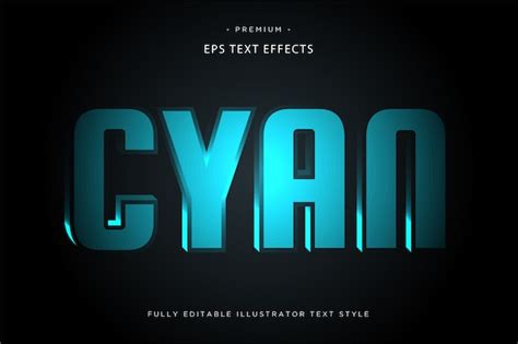 Premium Vector Cyan Light Text Effect 3d Text Style