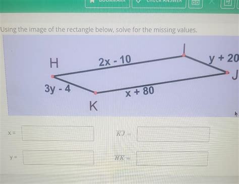Solved Using The Image Of The Rectangle Below Solve For The Chegg