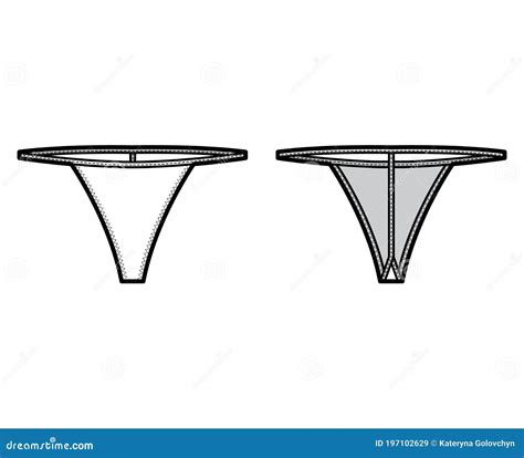 T Back String Technical Fashion Illustration With Low Waist Rise No