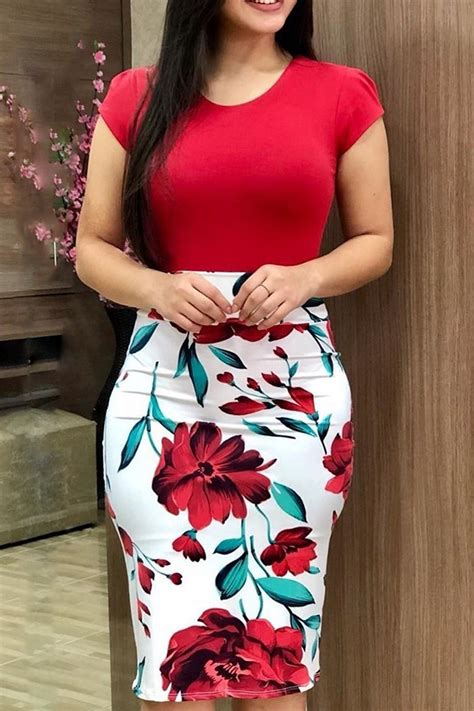 Fashion Sexy Print Red Short Sleeve Dress