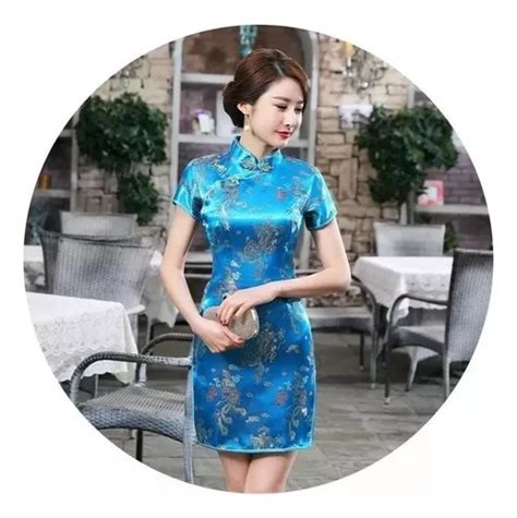Vestido Tradicional Chino Qipao Cheongsam Cheongsam Corto Meses sin interés