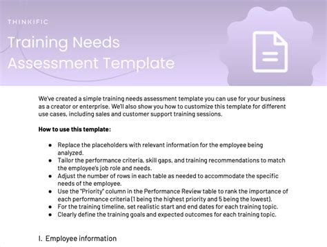 Training Needs Assessment And Survey Template Thinkific