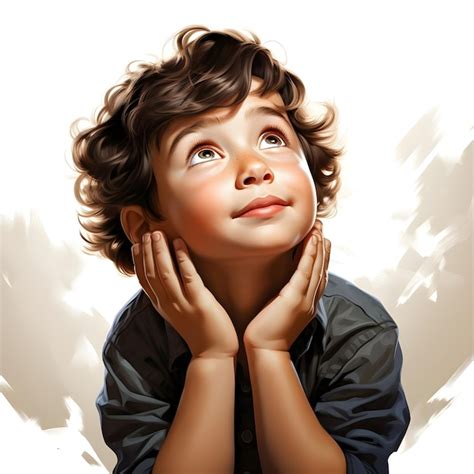 Premium Ai Image Cute Boy Thinking Idea Isolated On White Background