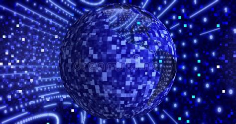 Matrix Digital Binary Background With Rotating Blue Planet Earth