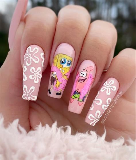 Spongebob Nails Disney Acrylic Nails Spring Acrylic Nails Acrylic Nail Designs