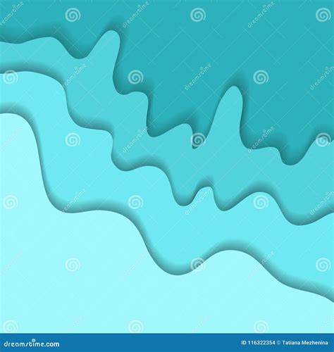 Blue Abstract Wavy Paper Cut Water Background Stock Vector