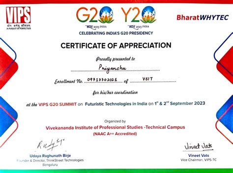 Priyanshu Chauhan On Linkedin G20summit2023 Bharatwhytec Vips