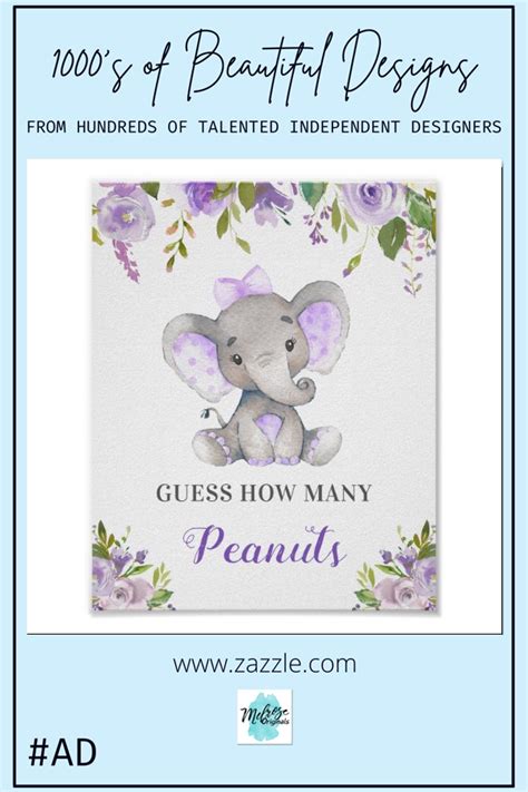 Guess How Many Peanuts Elephant Baby Shower Game Poster Zazzle Elephant Baby Shower Baby
