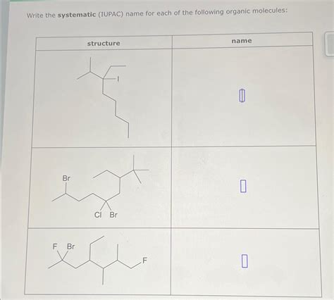 Solved Write The Systematic IUPAC Name For Each Of The Chegg Com