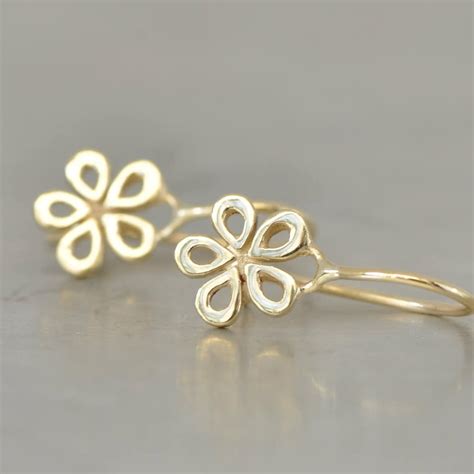 14k Gold Earrings Dangle Solid Gold Earrings Gold Earrings Etsy