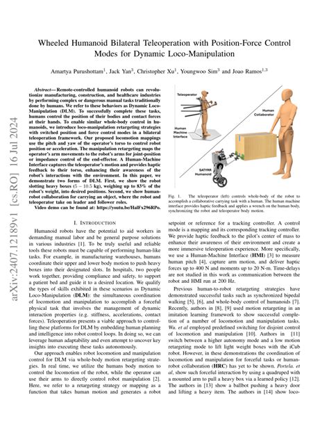 Pdf Wheeled Humanoid Bilateral Teleoperation With Position Force