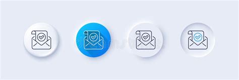 Confirmed Mail Line Icon Approved Email Letter Sign Line Icons Vector Stock Vector