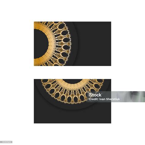 Kartu Nama Hitam Dengan Ornamen Emas Antik Untuk Bisnis Anda Ilustrasi