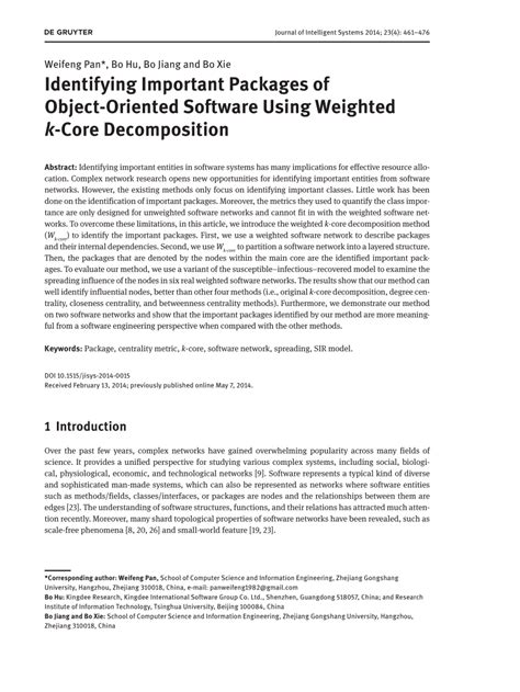 Pdf Identifying Important Packages Of Object Oriented Software Using Weighted K Core Decomposition