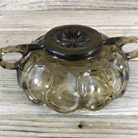 Vintage Anchor Hocking Fairfield Smoke Brown Glass Two Handled Etsy