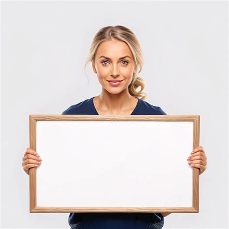 Premium Photo Portrait Holding Blank Sign Board A Woman Holding A