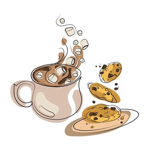 Premium Vector Cocoa Or Hot Chocolate With Marshmallows And Chocolate