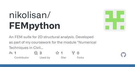 github nikolisan fempython an fem suite for 2d structural analysis