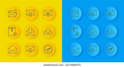 Set Line Envelope Check Mark Outgoing Stock Vector Royalty Free Shutterstock