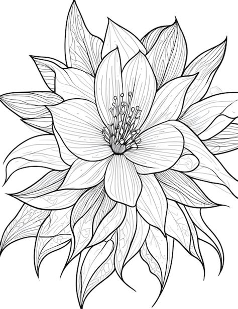 Vector libre aislado flora flor línea arte con hoja clipart Foto Premium