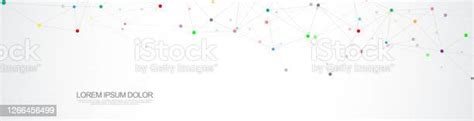 추상적 기하학적 배경과 점과 선을 연결하는 웹 사이트 헤더 또는 배너 디자인 글로벌 네트워크 연결 텍스트에 대한 주부 배경과 공간을 가진 디지털 기술 빅데이터에 대한 스톡
