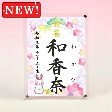 デザイン命名書 アクリルフレーム（干支 卯年2 ピンク）結納屋さんの毛筆手書き命名書 結納屋さん 通販 Yahooショッピング