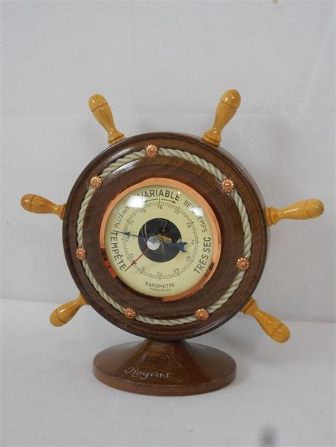 A Stunning Vintage French Wooden Free Standing Ship S Wheel Barometer Etsy UK Barometer