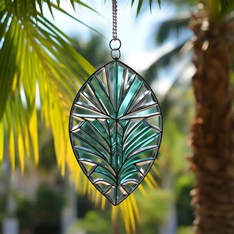 Premium Photo Photo Of Glass Sacred Cross And Palm Leaf Stained Glass